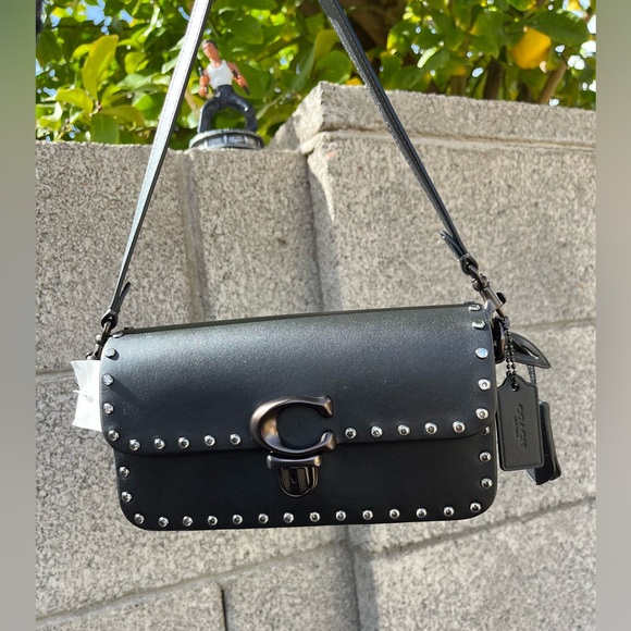 Coach | Bags | Nwt Coach Studio Baguette Crystal Rivet Small Leather ...